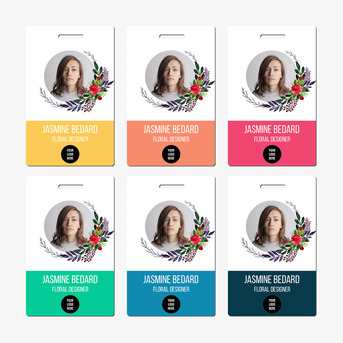 Elegant Employee Badge with Flowers – BadgeSmith