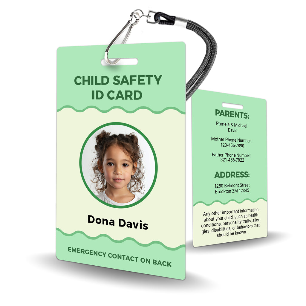 Child Safety ID Badge – Custom Plastic Card – BadgeSmith