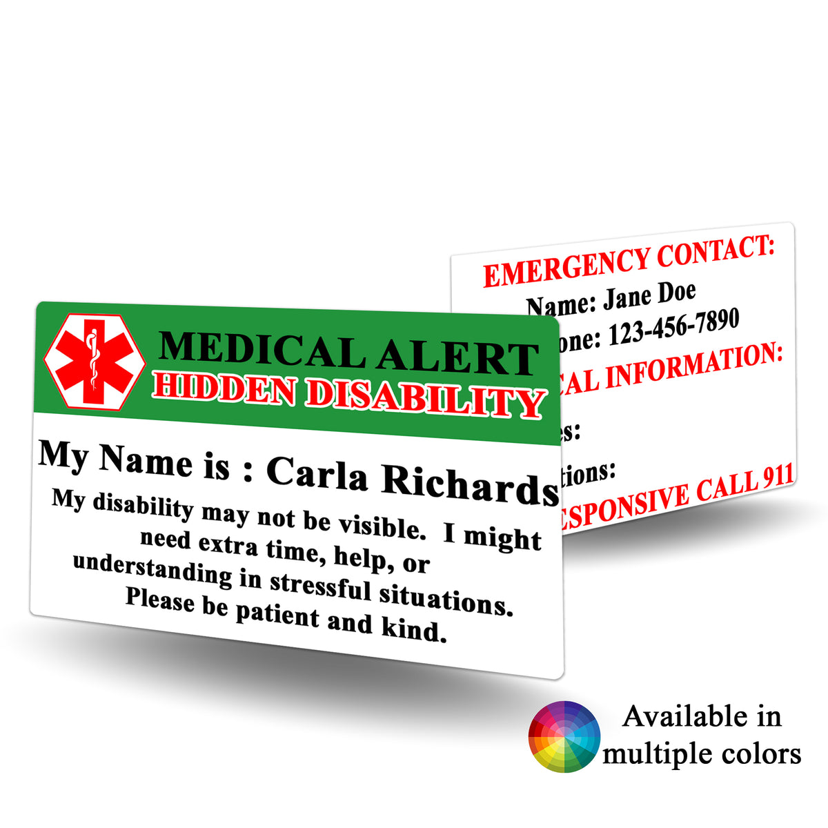 Medical Alert Hidden Disability Card | Durable & Customizable | BadgeSmith