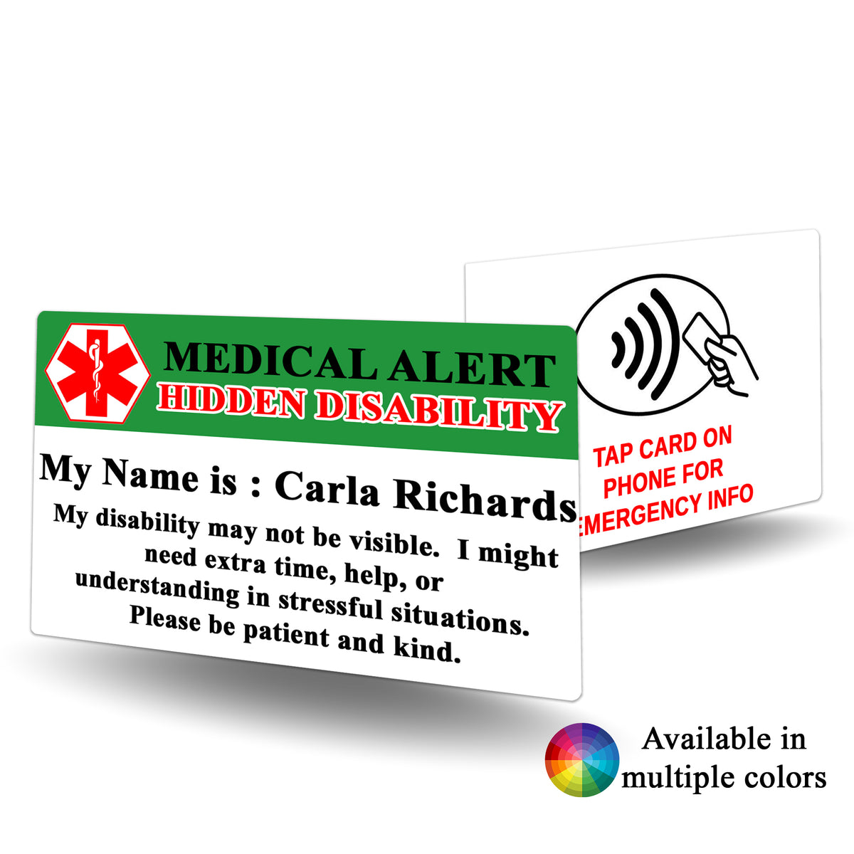 NFC Medical Alert Hidden Disability Card | Durable & Customizable ...