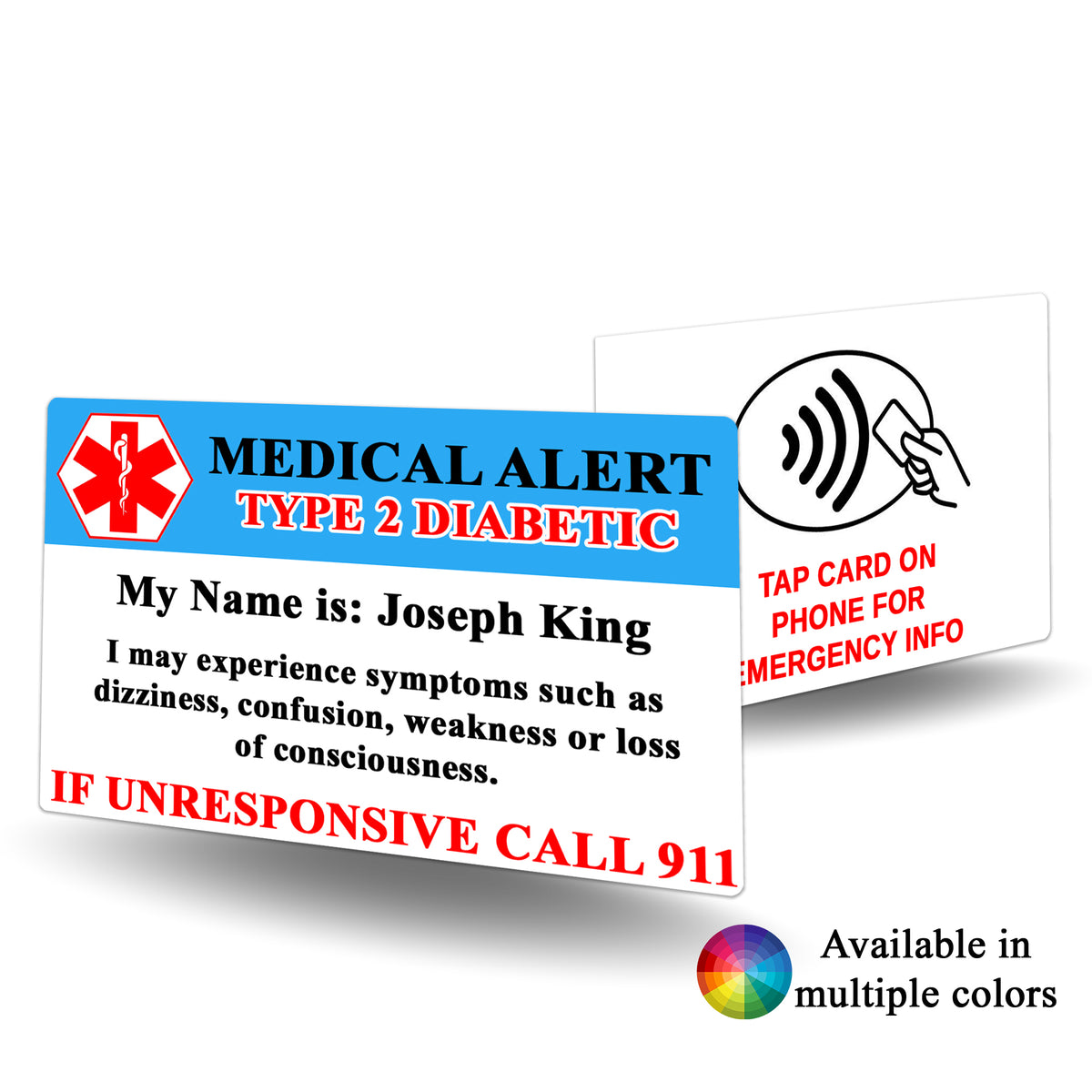 NFC Medical Alert Type 2 Diabetic Card | Durable & Customizable ...