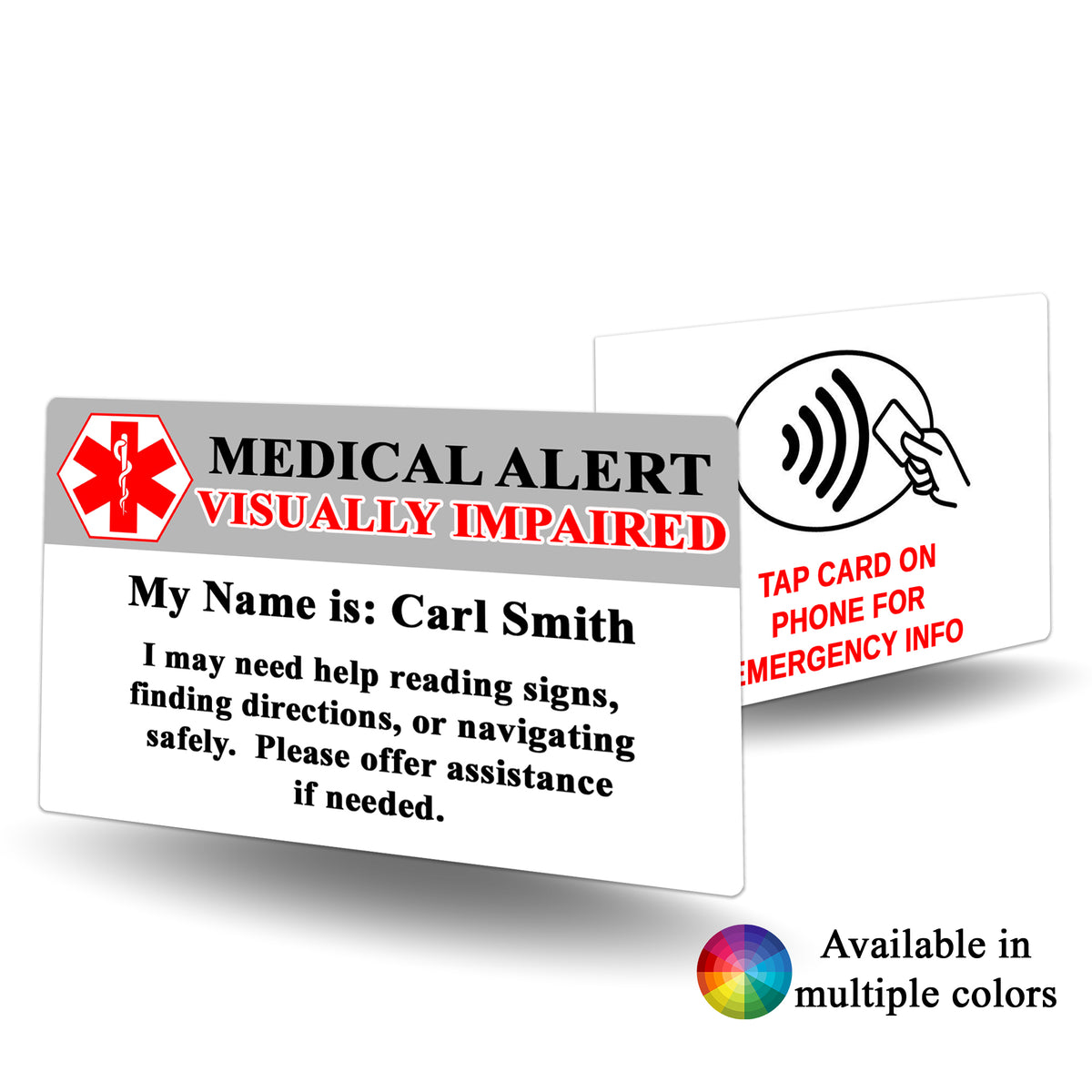 NFC Medical Alert Visually Impaired Card | Durable & Customizable ...