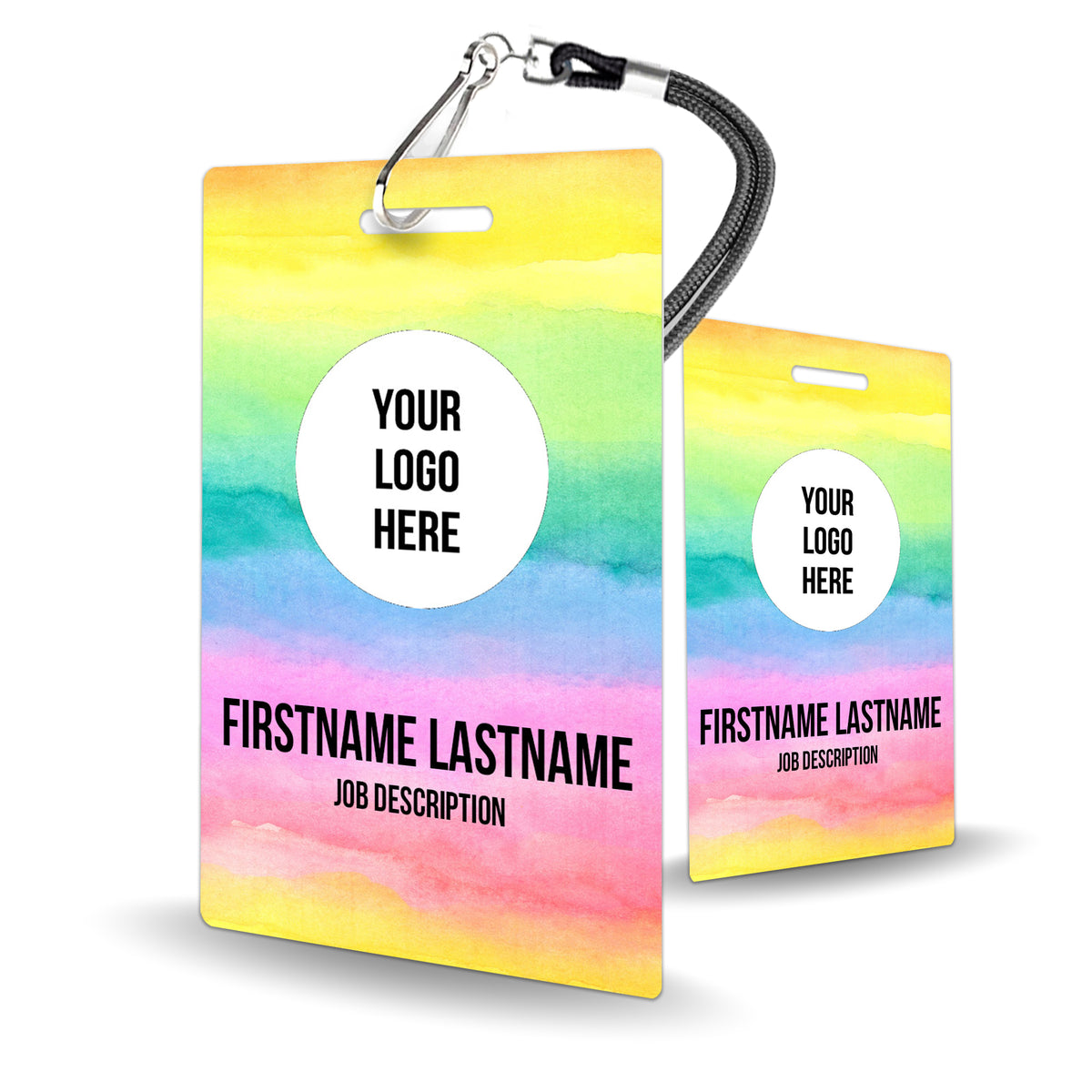 Rainbow Watercolor Name Badge – BadgeSmith