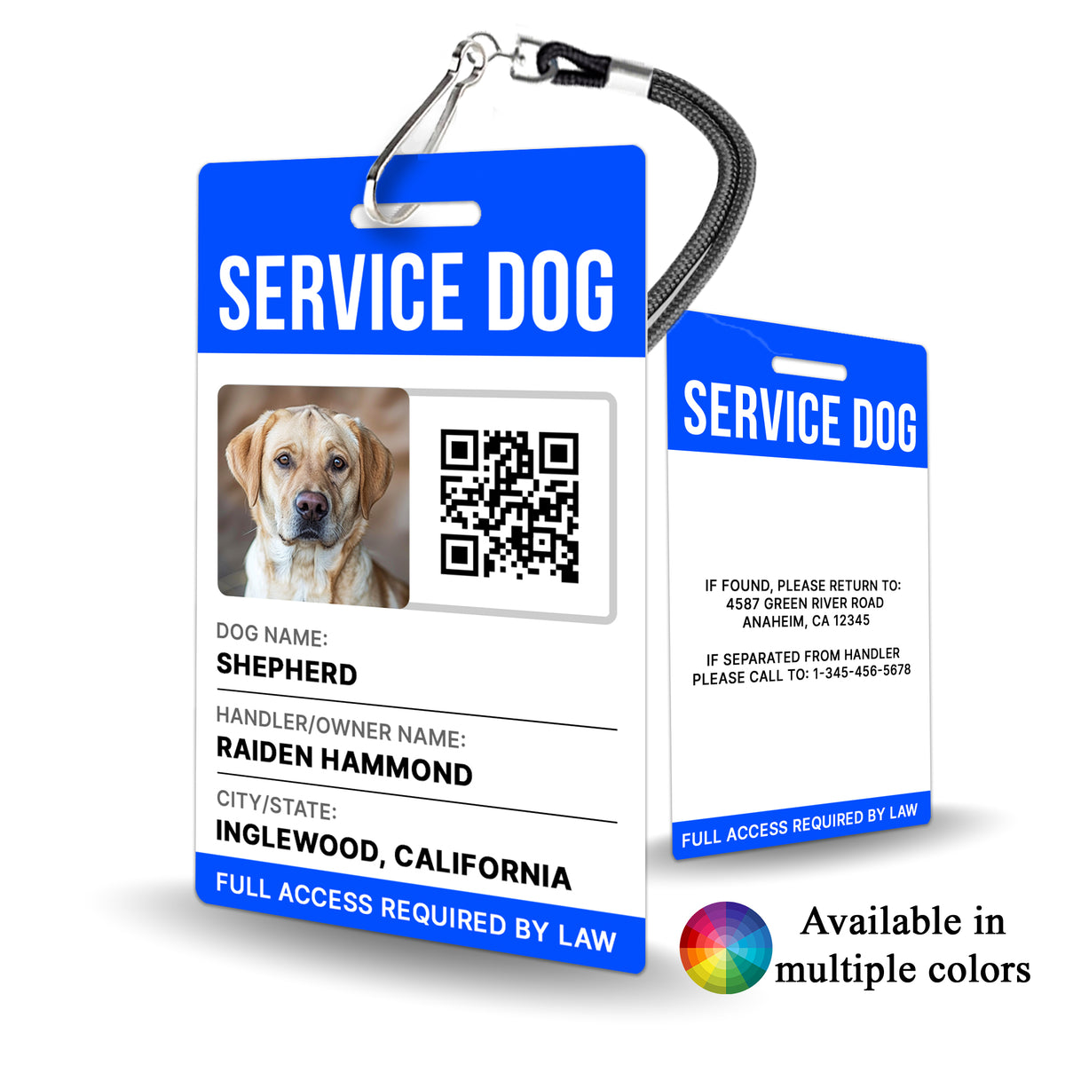 Service Dog ID Badge - Customized Identification for Assistance Dogs ...